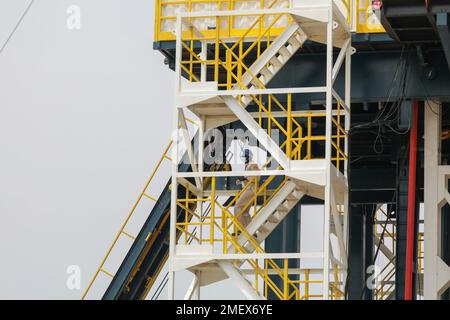 The drilling rig of the Kingfisher oil field, operated by China ...