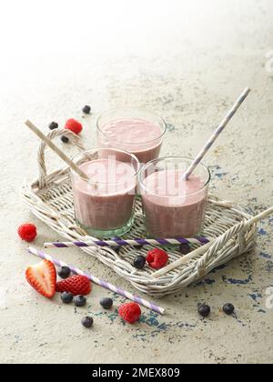 Delicious healthy protein shakes on white background Stock Photo - Alamy