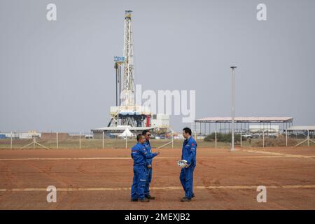 The drilling rig of the Kingfisher oil field, operated by China ...