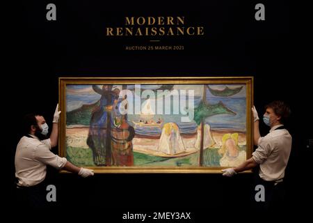 Embrace on the Beach (The Linde Frieze) 1904 by Edvard Munch Stock ...