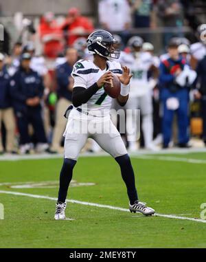 Seattle Seahawks quarterback Geno Smith during an NFL football game ...