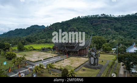 Aerial view of Istano Baso Pagar Ruyung, a heritage building with ...