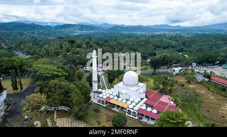 Aerial view of West Sumatra Grand Mosque. With modern architecture with ...
