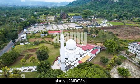 Aerial view of West Sumatra Grand Mosque. With modern architecture with ...