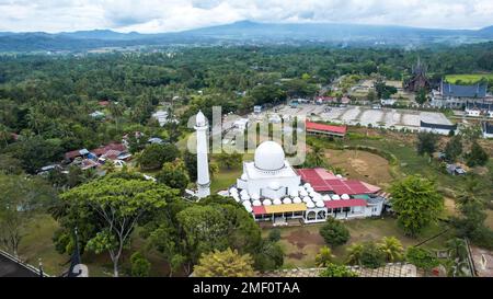 Aerial view of West Sumatra Grand Mosque. With modern architecture with ...