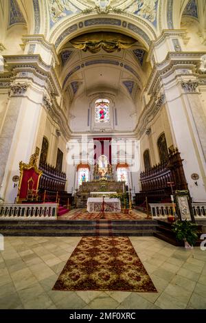 Altar, interior furnishings and ceiling paintings inside the church ...
