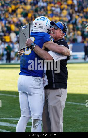 South Dakota State Jackrabbits head coach Aaron Johnston signals to his ...