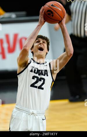 Iowa forward Patrick McCaffery drives up court during an NCAA college ...