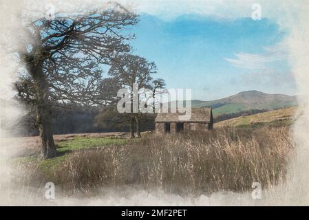 Digital watercolor painting of the view of Shutlingsloe hill in ...