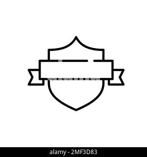 Shield icon with banner. Pixel perfect, editable stroke line icon Stock ...