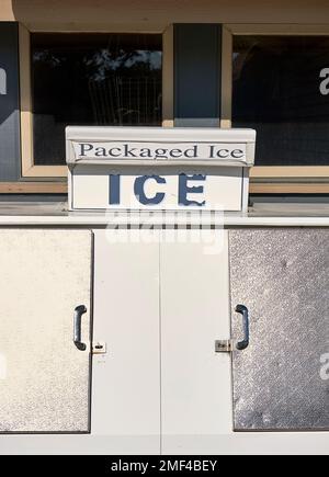 Ice machine outside a convenience store on the island of Rhodes, Aegean ...