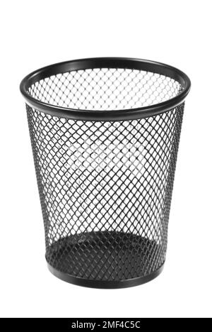 Empty wastepaper basket on white Stock Photo - Alamy