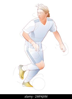 Digital illustration of the soccer player Karim Benzema. Running from ...