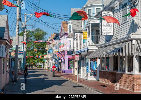 Iconic Commercial Street in Provincetown. Cape Cod is a popular travel ...