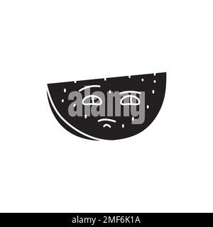 Pensive watermelon color line icon. Mascot of emotions Stock Vector ...