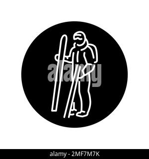 Skier color line icon. Skiing in winter Alps. Vector illustration Stock ...