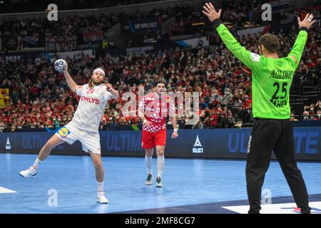 Mikkel Hansen (Denmark) against Croatia. EHF Euro 2022. Semifinals ...