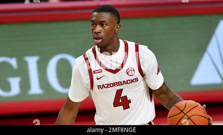 Arkansas guard Davonte Davis (4) runs a play against San Jose State ...