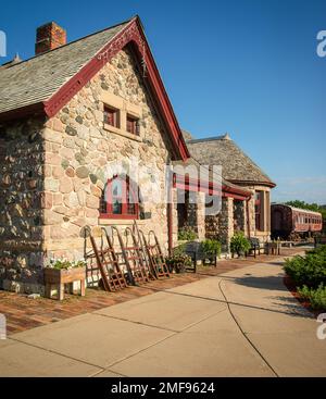 Abandon historic Standish Michigan passenger train station Stock Photo ...