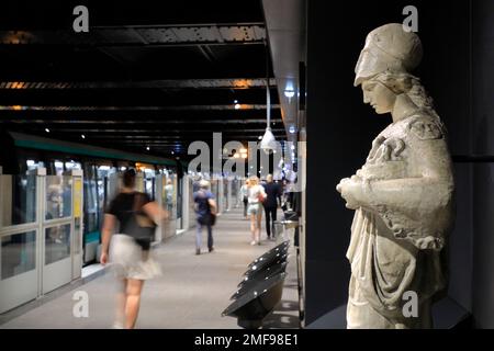 Replica of ancient statue from Louvre Museum display in Louvre-Rivoli ...