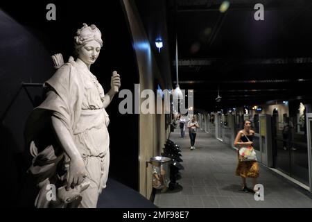 Replica of ancient statue from Louvre Museum display in Louvre-Rivoli ...
