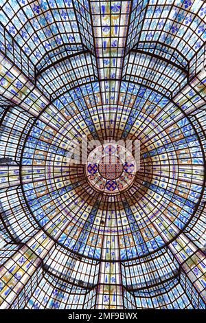 The interior view of the elaborate 1923 stained glass cupola in Au ...
