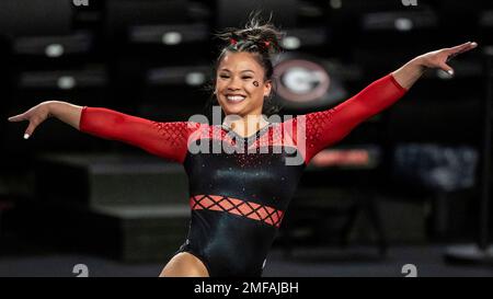 Georgia gymnast Mikayla Magee competes against LSU during an NCAA ...