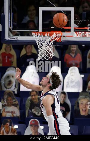 Gonzaga forward Corey Kispert watches his shot during warm ups before ...