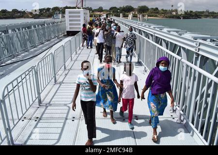Members of the public walk across the newly commissioned Liwatoni ...