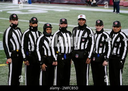 NFL officials back judge Greg Wilson (119), from left, head linesman ...