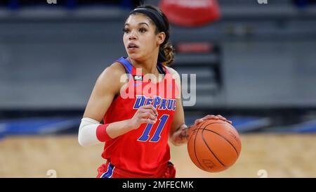 DePaul Blue Demons guard Sonya Morris (11) reacts during the second ...