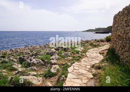 pathway stones tiles to access water sand beach in south Antibes Juan ...