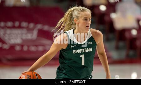 Michigan State guard Tory Ozment brings the ball up court against ...