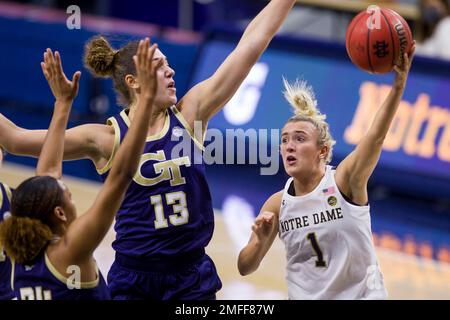 Georgia Tech's Lorela Cubaj (13) grabs a loose ball during an NCAA ...