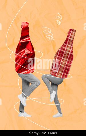 Vertical creative collage photo of two beautiful girls talking on video ...