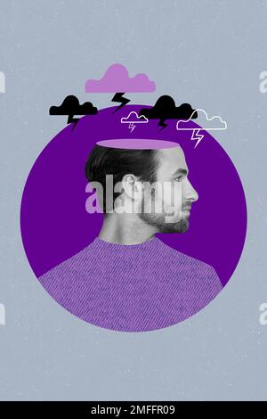 Creative drawing collage picture of stressed child schoolgirl bad f ...