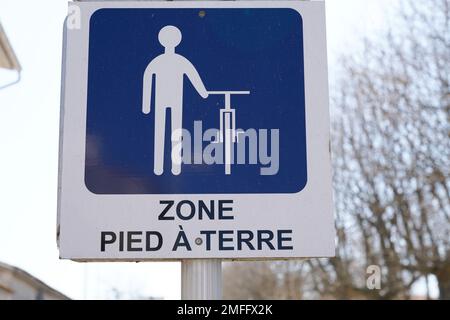 cyclistes pied a terre french text road panel means foot-on-the-ground ...