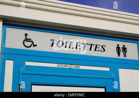 Modern design French public toilet in a layby, France Stock Photo - Alamy