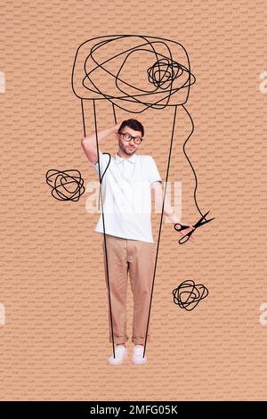 Collage photo of abstract creative idea imagination trash paper ball ...