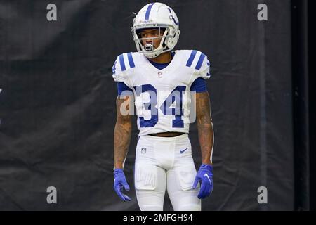 Indianapolis Colts cornerback Isaiah Rodgers (34) against the Denver ...