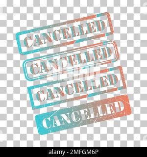 Set of Cancelled stamp symbol, label sticker sign button, text banner vector illustration Stock ...
