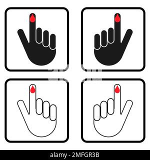 Set of Hand finger with drop blood icon, medical health test symbol ...