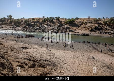 The banks of the Tekeze River, on the Sudan-Ethiopia border after ...