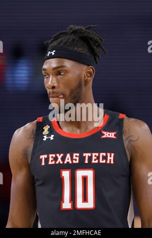 Texas Tech forward Tyreek Smith (10) looks on against Houston during ...