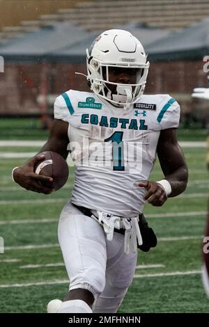 Coastal Carolina's CJ Marable (1) runs for a long gain against Texas ...