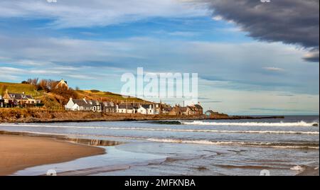 Sandend Aberdeenshire Scotland the village houses above the bay sandy ...