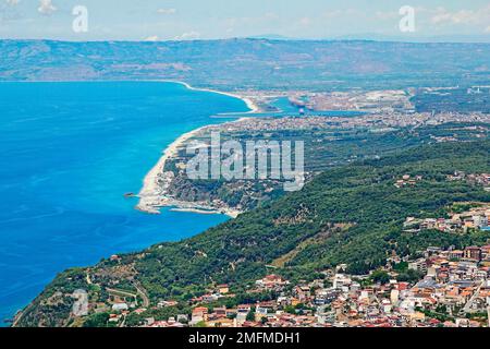 aerial view of the landscape of the Calabrian coast in Italy, you can ...