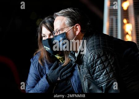 Sen. Gary Peters, D-Mich., and his wife, Colleen Ochoa, greet ...