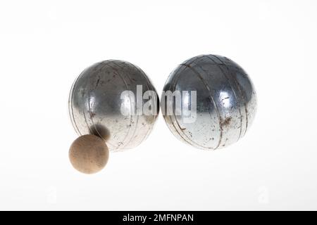 Petanque balls with a wooden jack isolated on white background Stock ...
