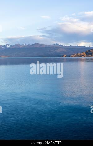 Sunset over the beautiful Lago General Carrera in southern Chile Stock ...